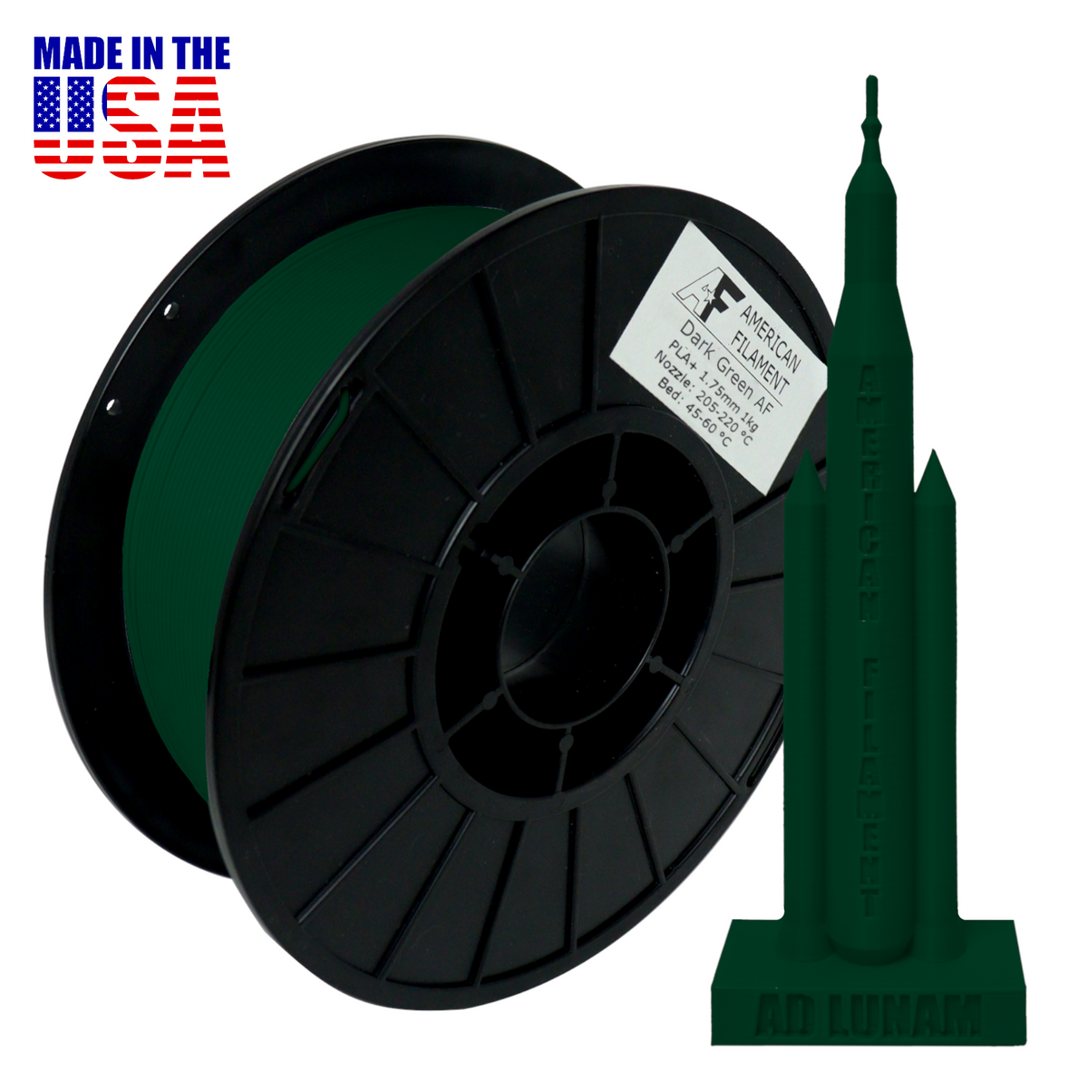 Dark Green AF 1.75mm PLA+ Filament - Made in the USA! – American Filament