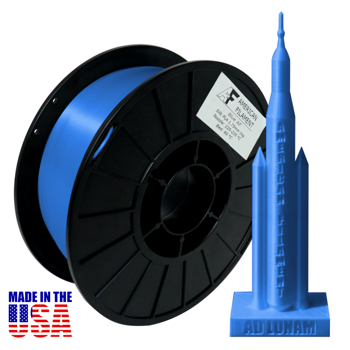 Blue AF Silky 1.75mm PLA Filament - Made in the USA! – American Filament